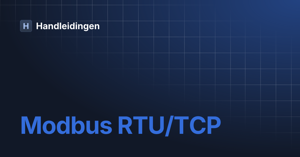 Modbus RTU/TCP | DSMR-API | Handleidingen