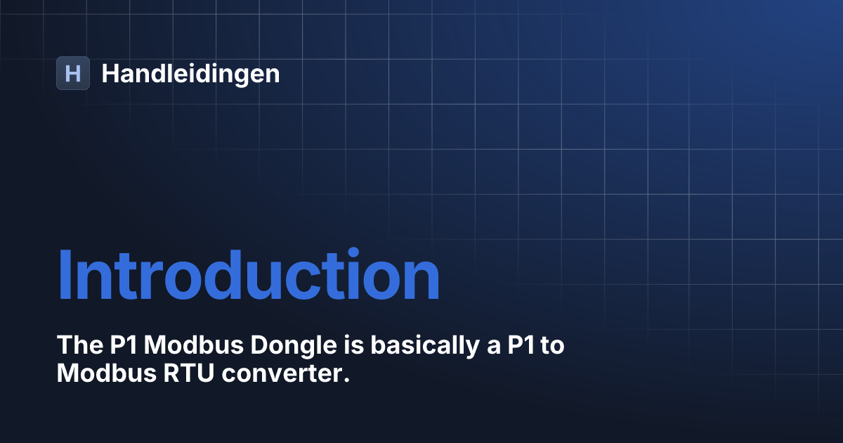 Introduction | Modbus P1 Dongle | Handleidingen